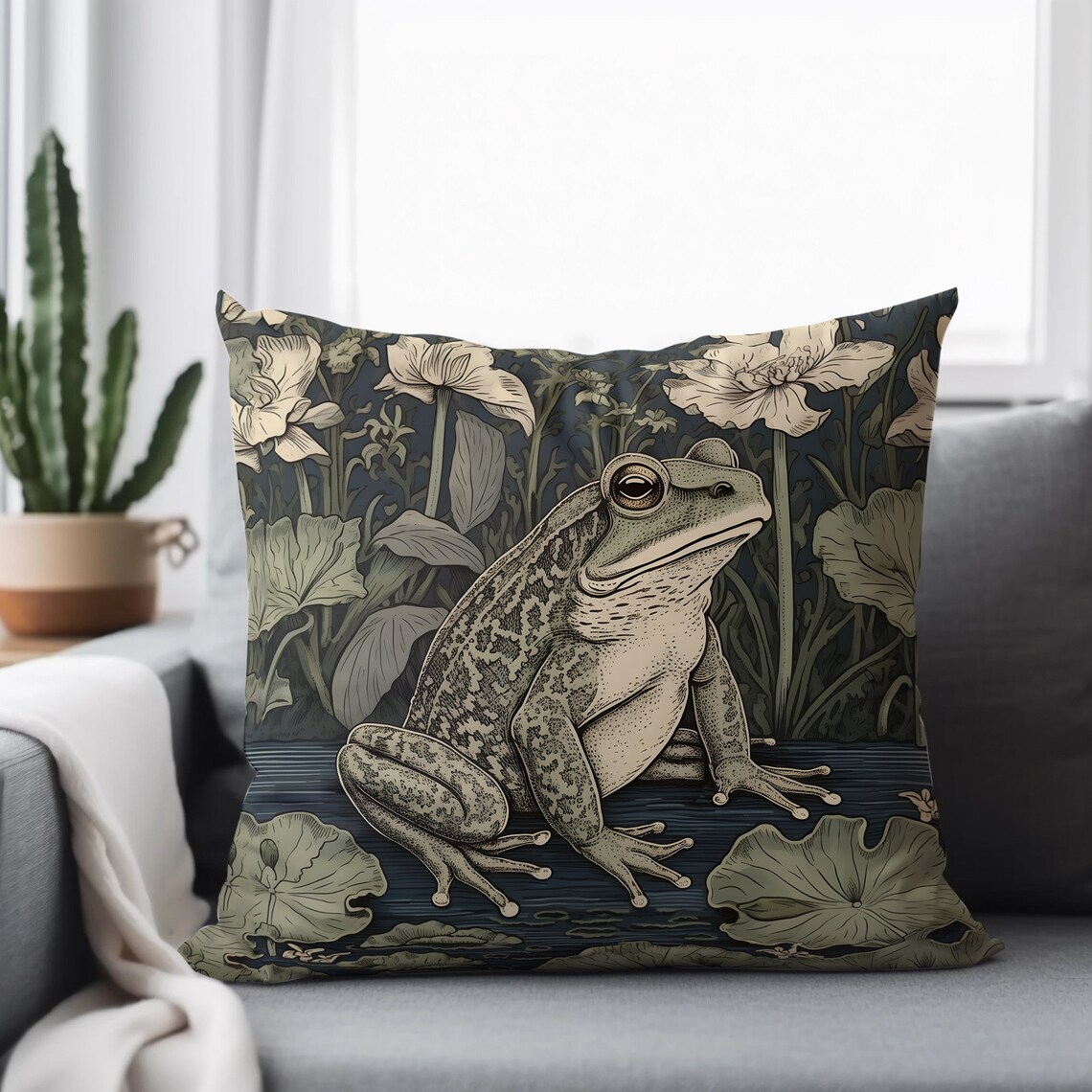 William Morris Pillow Cover | Frog in the Forest | High End Pillow ...