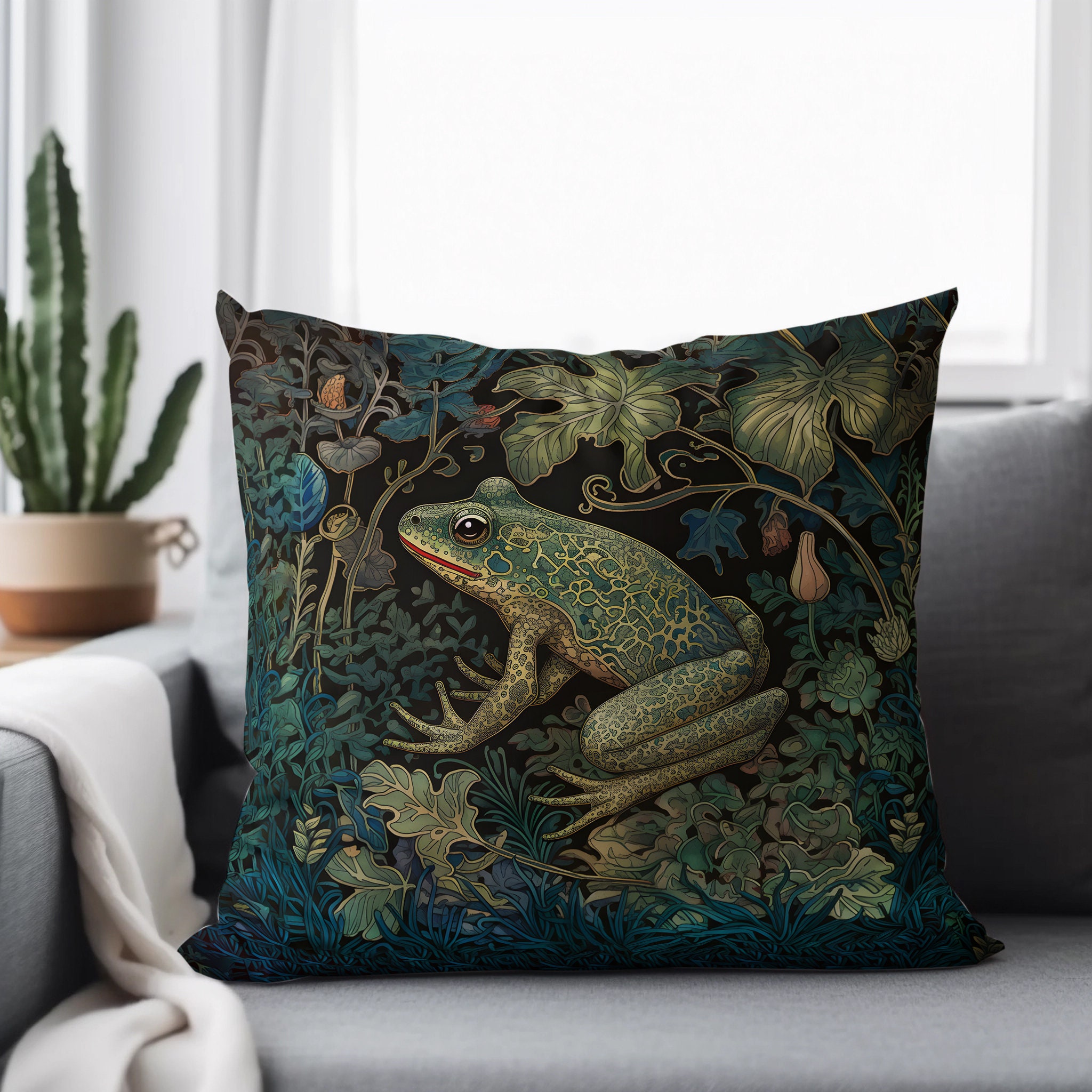 William Morris Pillow Frog in the Forest High End Pillow Forestcore ...