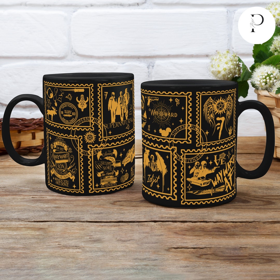 Supernatural Icons Gold Stamp Mug Winchester Mug Vintage - Etsy