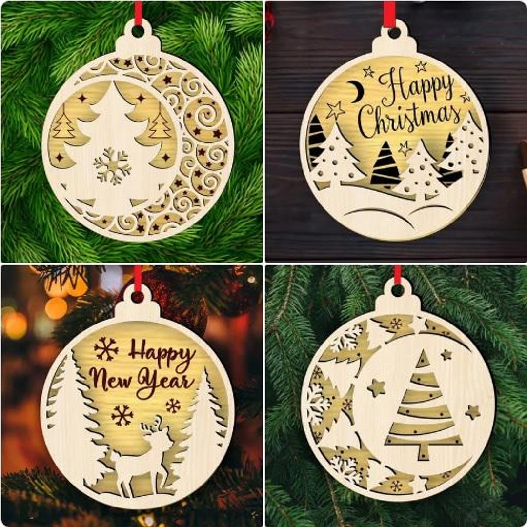 Laser Cut File DXF SVG CNC Christmas Cnc Christmas Balls Svg Christmas ...