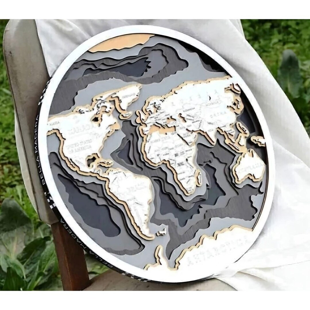 Laser Cut Files DXF SVG CNC Pdf Multilayered Map Cnc World Map Svg Wall ...