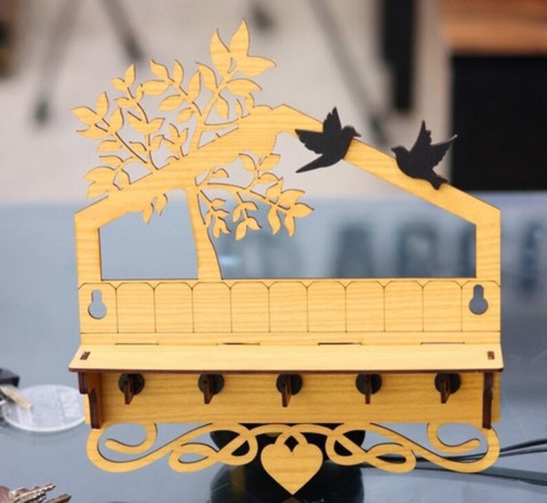 Laser Cut File Key Holder Cnc Key Stand Svg Wall for Keys Cnc DXF SVG ...