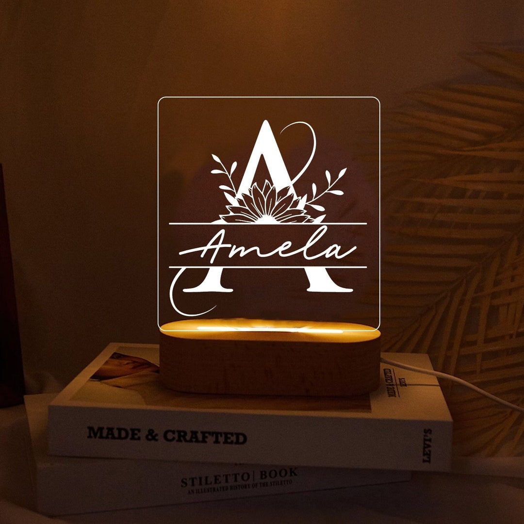 Personalized Initial Night Light, Custom Name Letter Night Light ...