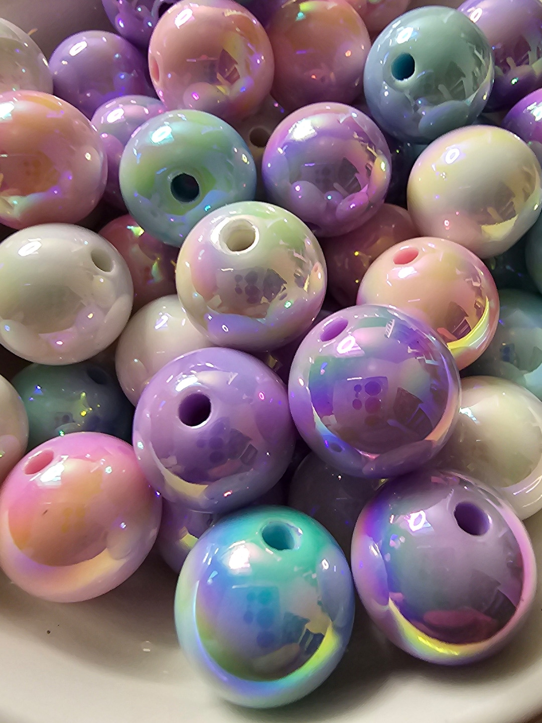 16 Mm Round Acrylic Pastel Mix Beads - Etsy