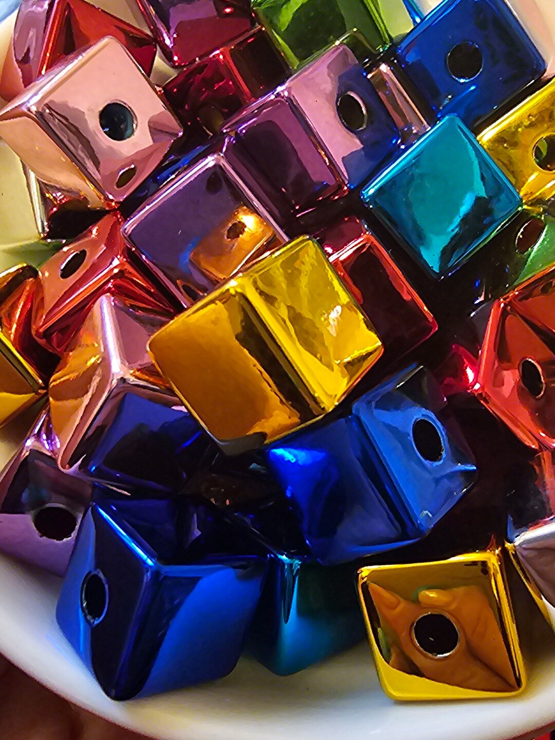 16mm Multi Color Metallic Cube Acrylic Beads 25 Count - Etsy