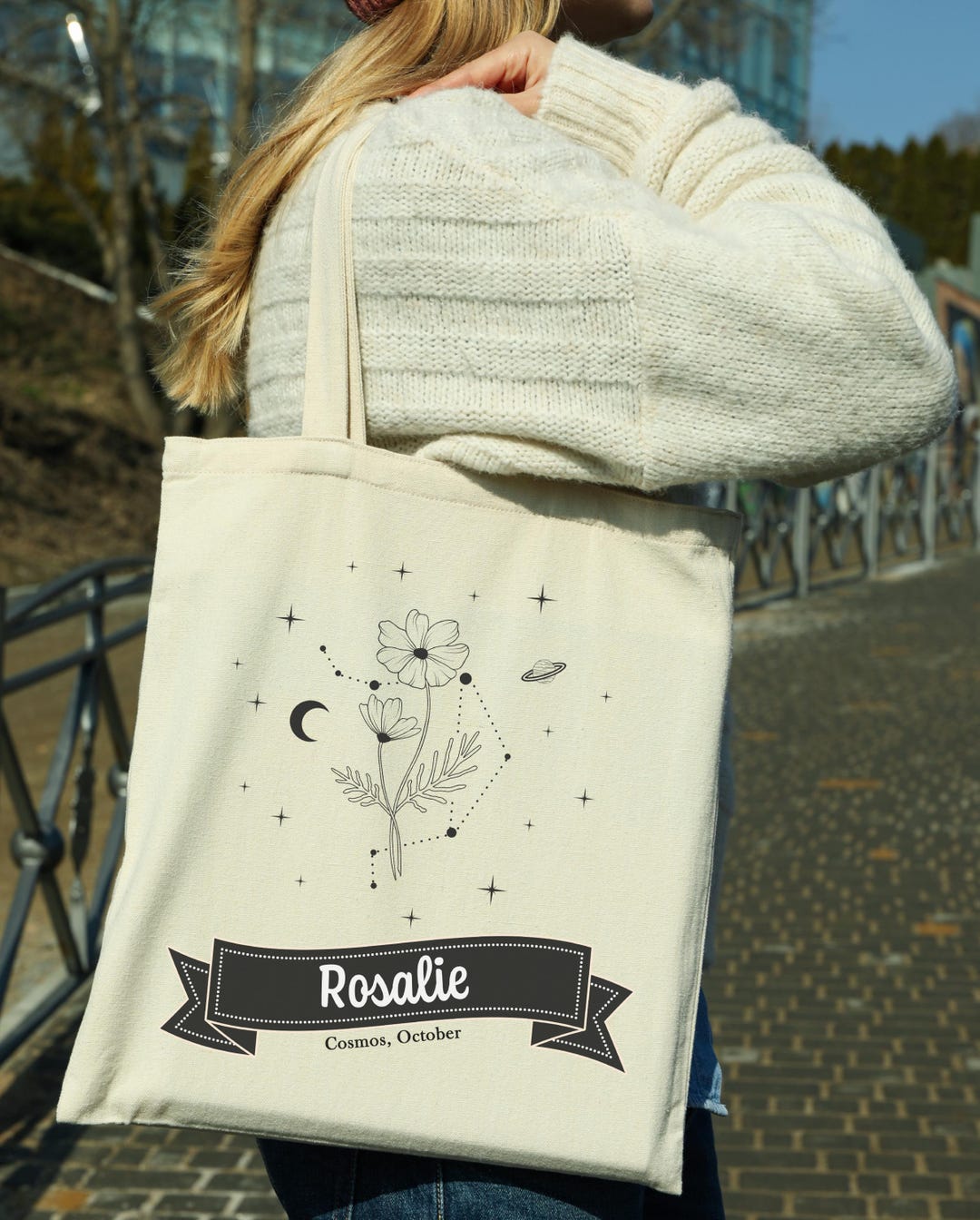 Custom Tote Bag Birth Month Flower Month Bag Botanical Aesthetic Canvas ...