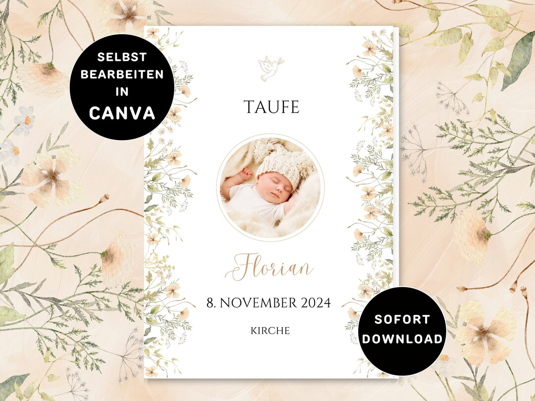 Digital Baptism Booklet Template Neutral Baptism Booklet Personalizable ...