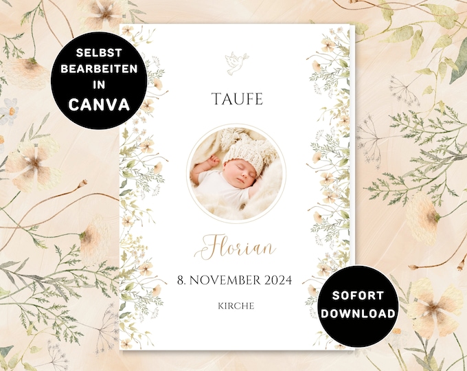 Taufheft Vorlage Junge, Taufe, Taufheft personalisierbar, Kirchenheft ...