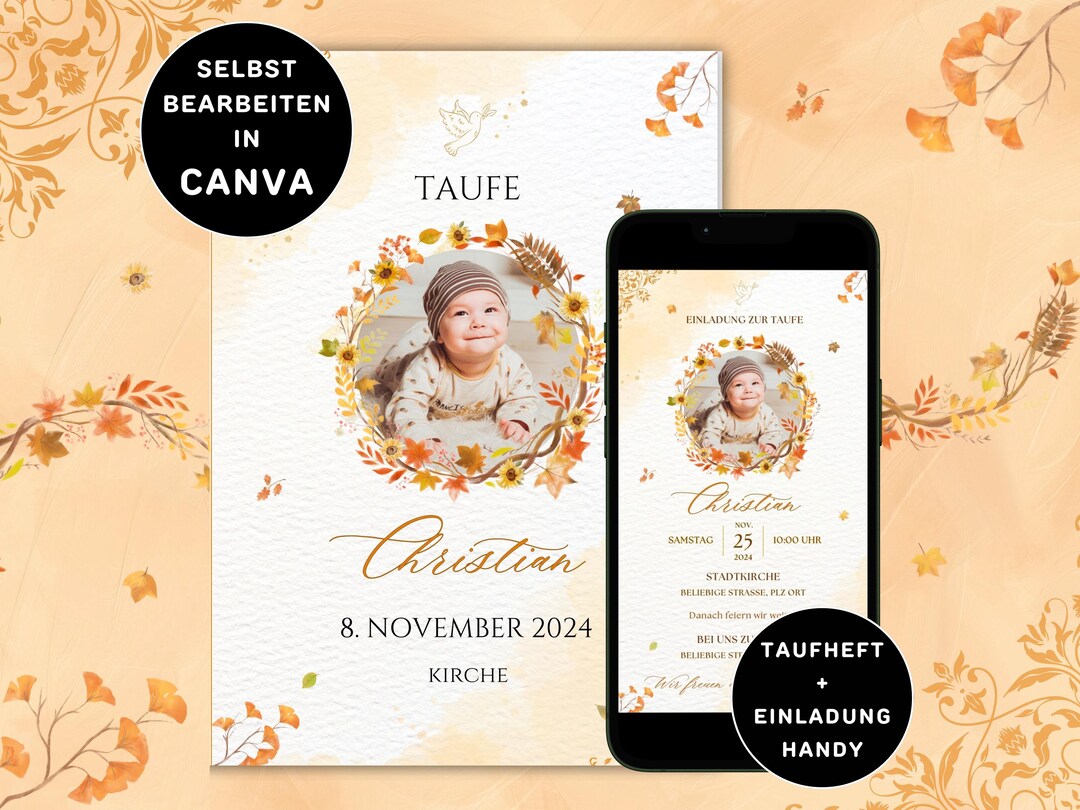 Digital Baptism Booklet Template Baptism Invitation Autumn ...