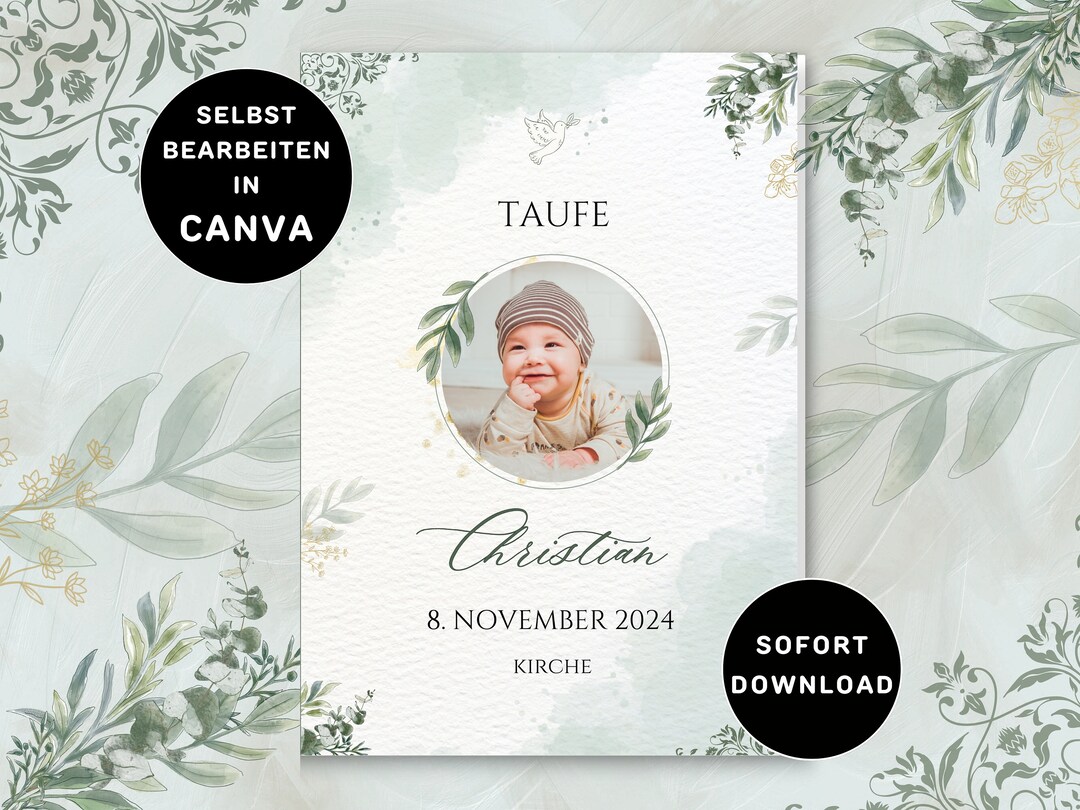 Digital Baptism Booklet Template Neutral Baptism Booklet Personalizable ...