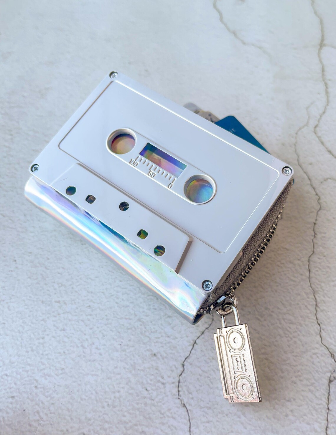 Cassette Wallet Retro Mixtape: Electro Silver Chrome - Cute Womens ...