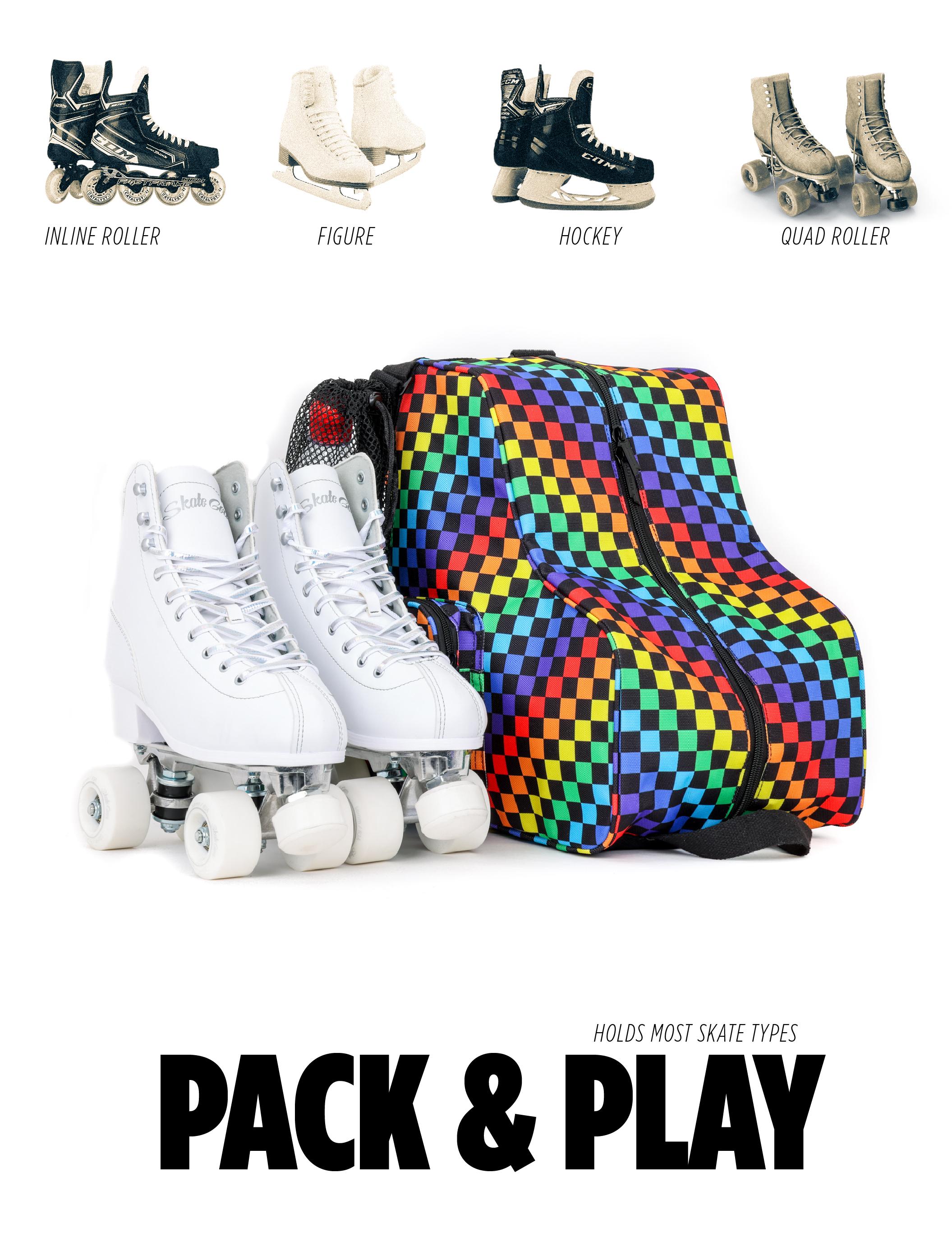 Rainbow Pride Checker Roller Skate Bag for Women Converts Into ...