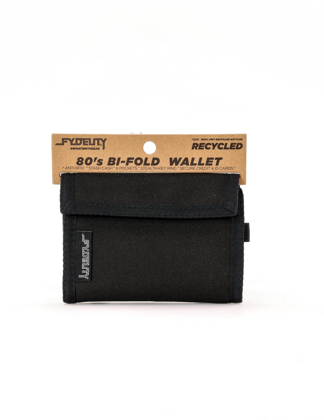 80s Wallet RFID - Retro Slim Bifold Wallet - Black Recycled RPET, RFID ...