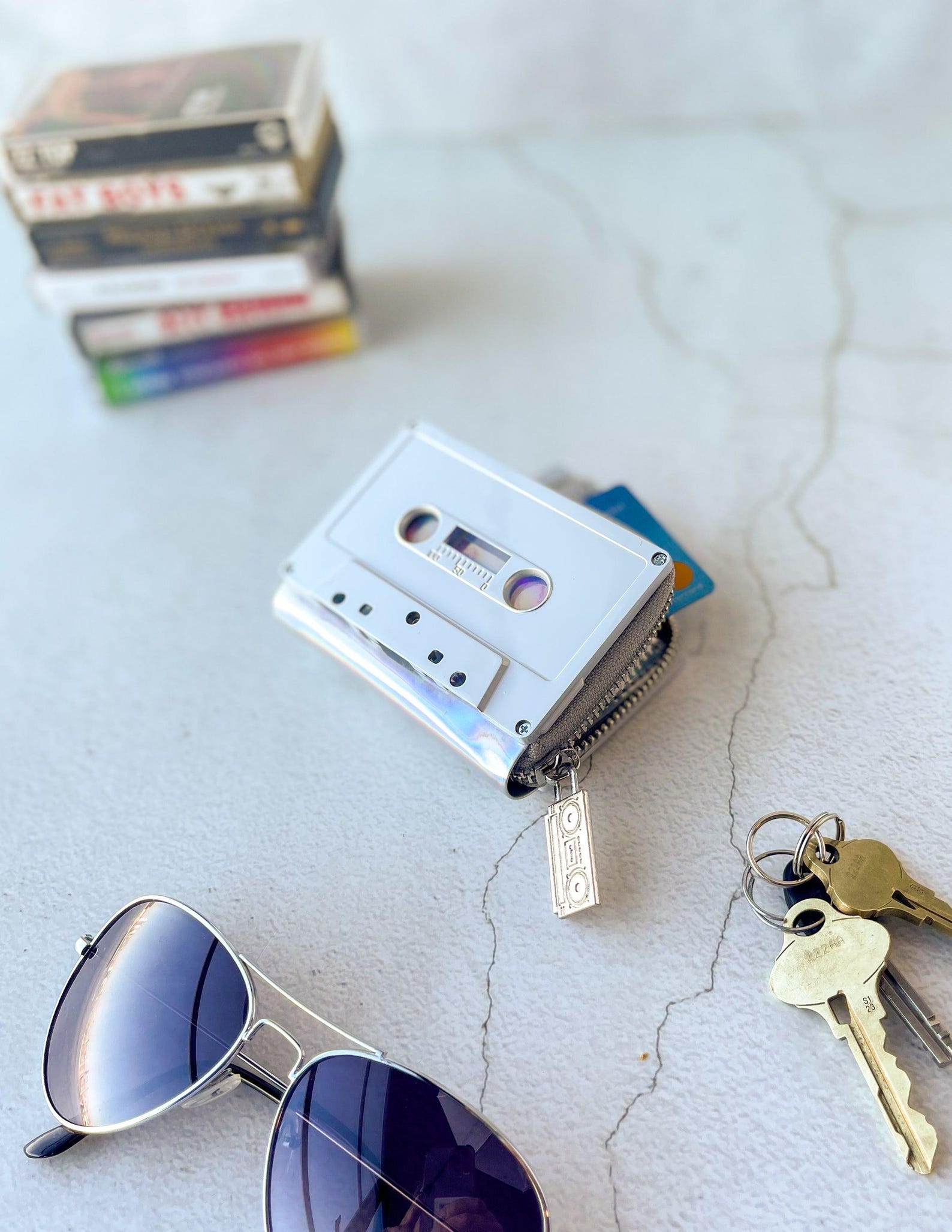 Cassette Wallet Retro Mixtape: Electro Silver Chrome - Cute Womens ...