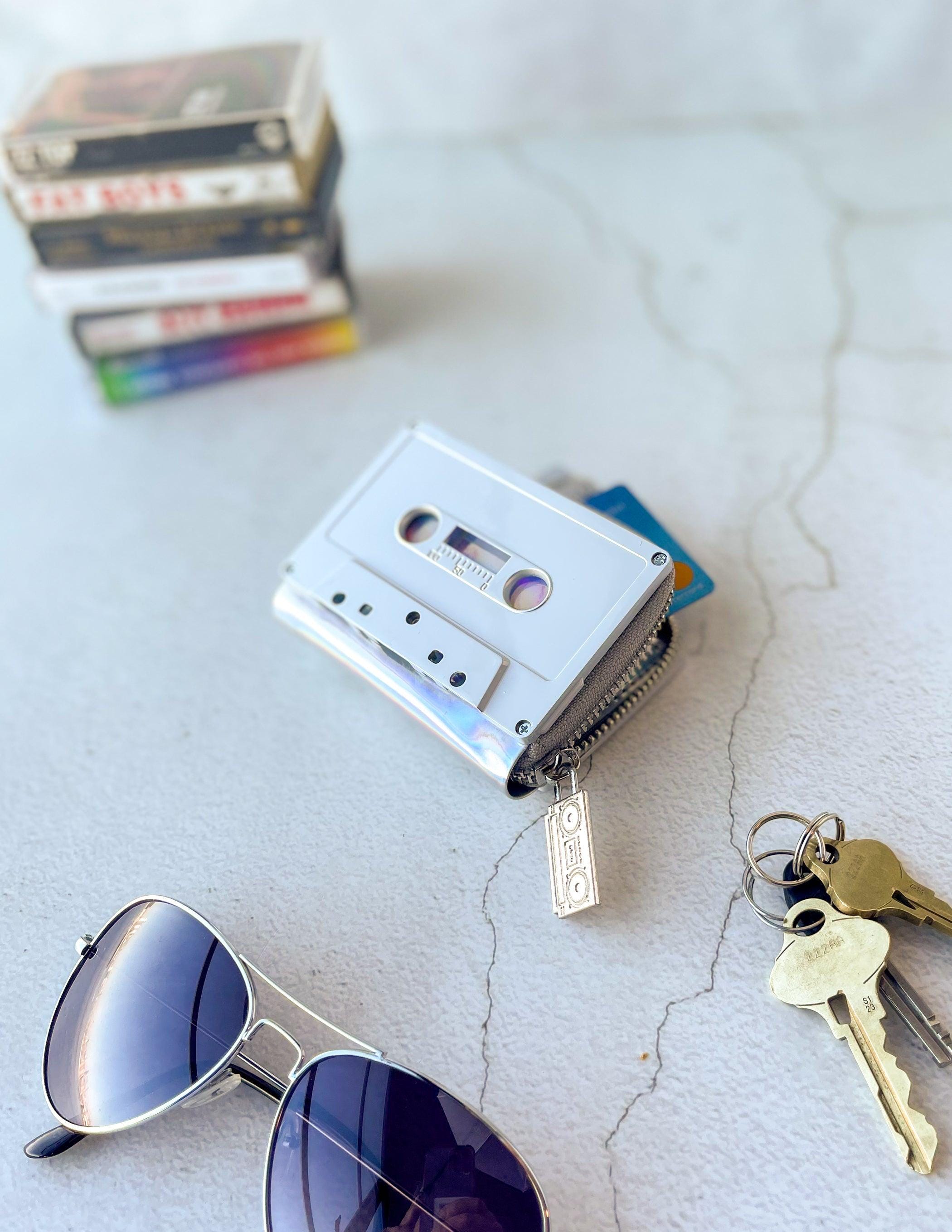 Cassette Wallet Retro Mixtape: Electro Silver Chrome - Cute Womens ...