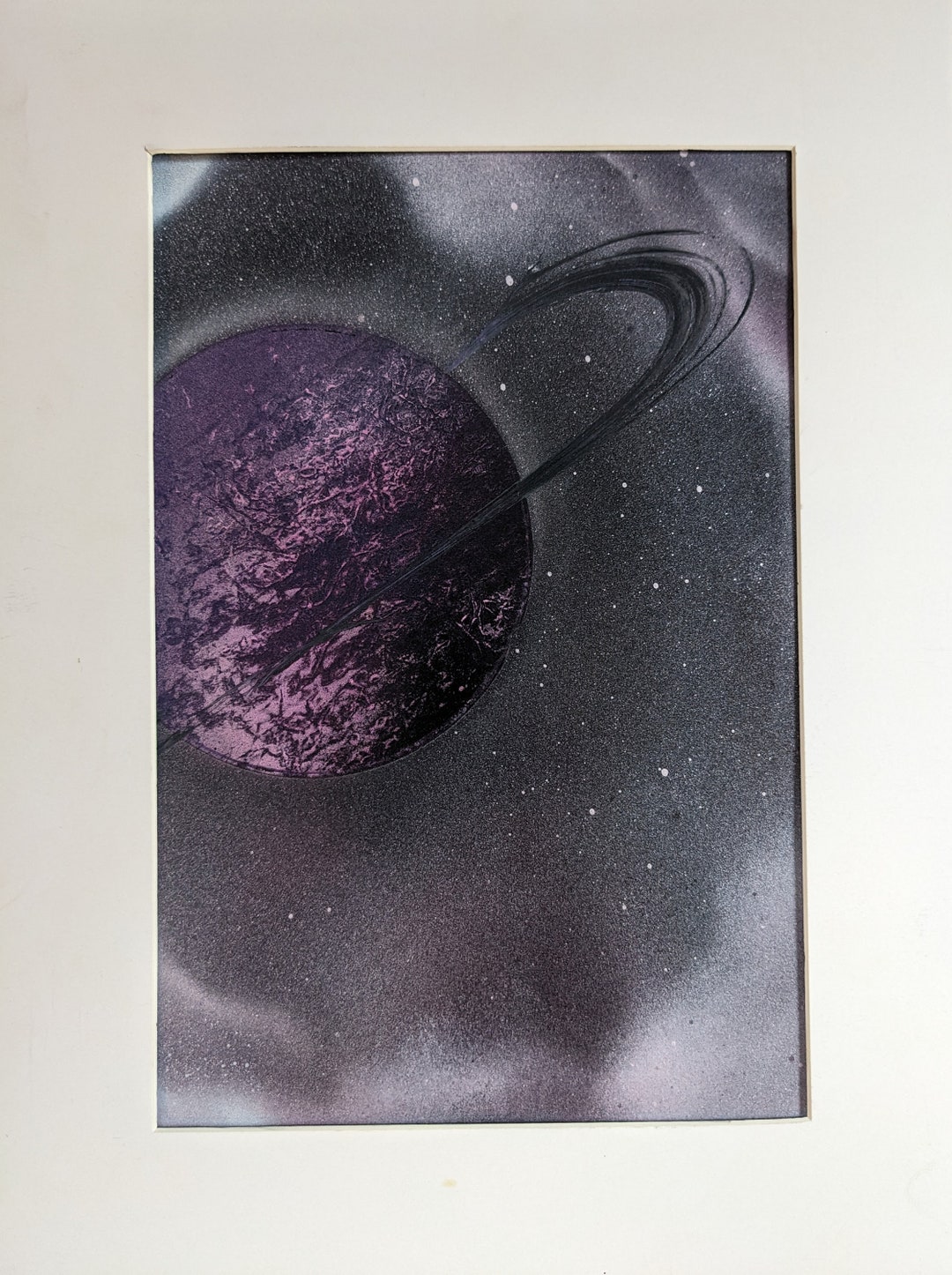 Spray Paint Art Ringed Planet in Clouds - Etsy