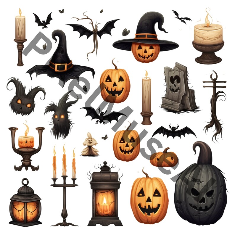 Happy Halloween Clipart, Cute Halloween, Pumpkin Cat Witch Hat, Fall ...