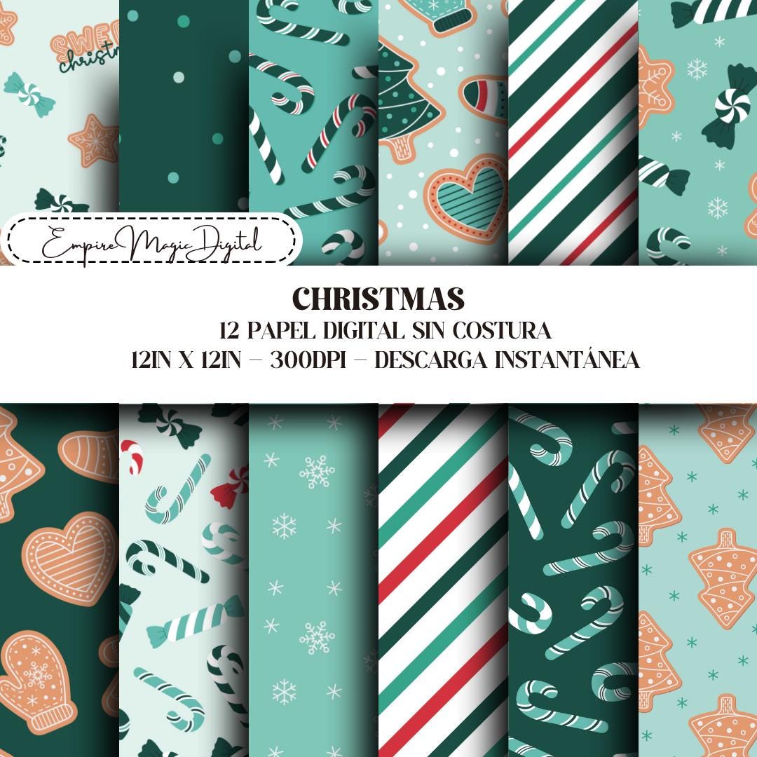 Paper Patterns, Christmas Digital Paper, Christmas Seamless Pattern ...