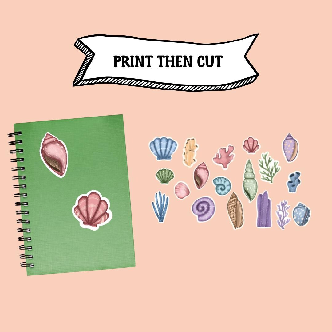 Seashell Sticker, Sea Sticker Sheet, Printable Sticker, Paper Crafts ...