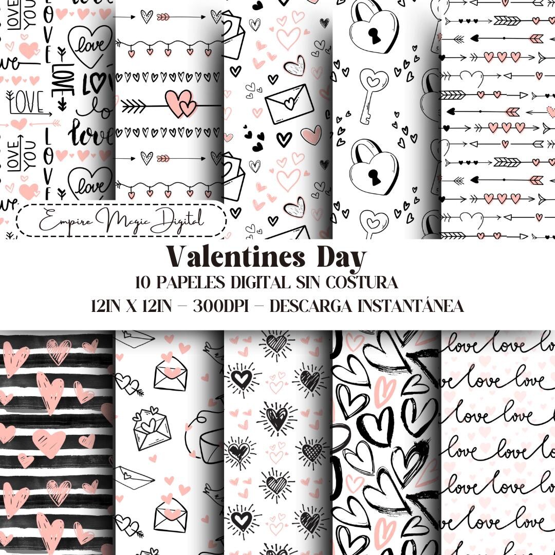 Scrapbook Paper, Digital Download, Heart Background, Love Seamless ...