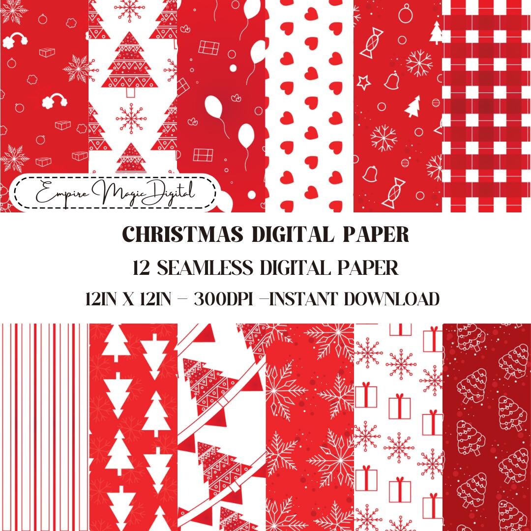 Christmas Paper, Digital Christmas, Christmas Patterns, Holiday Digital ...