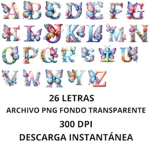 Butterfly Alphabet Clipart, Printable Illustrations, Floral Letters ...