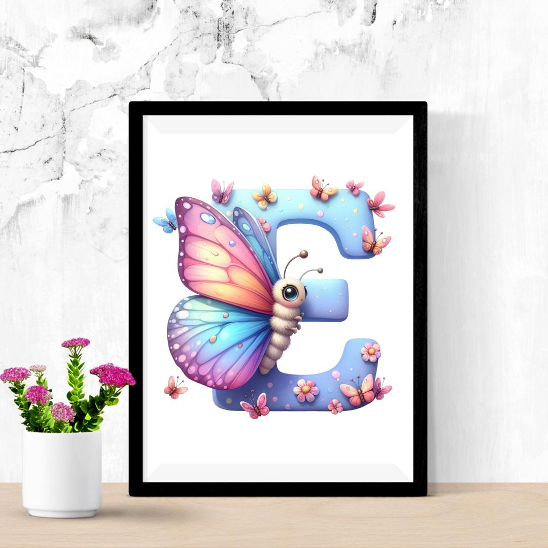 Butterfly Alphabet Clipart, Printable Illustrations, Floral Letters ...