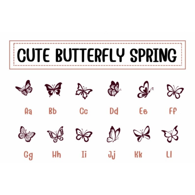 Cute Butterfly Font, Dingbats Font, Spring Butterfly, Butterfly ...