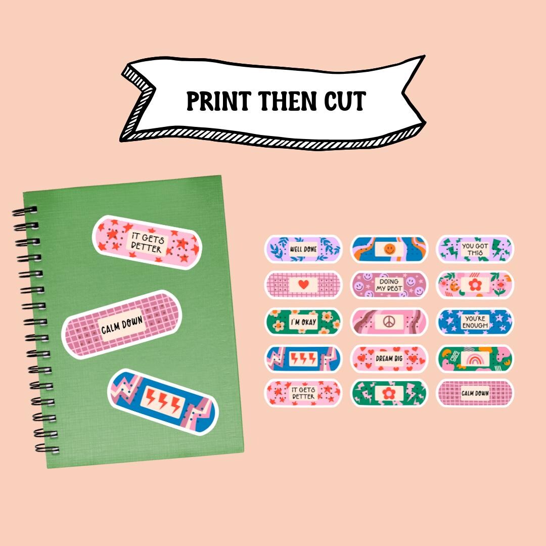 Band-aid Stickers, Inspirational Stickers, Retro Stickers PNG, Positive ...