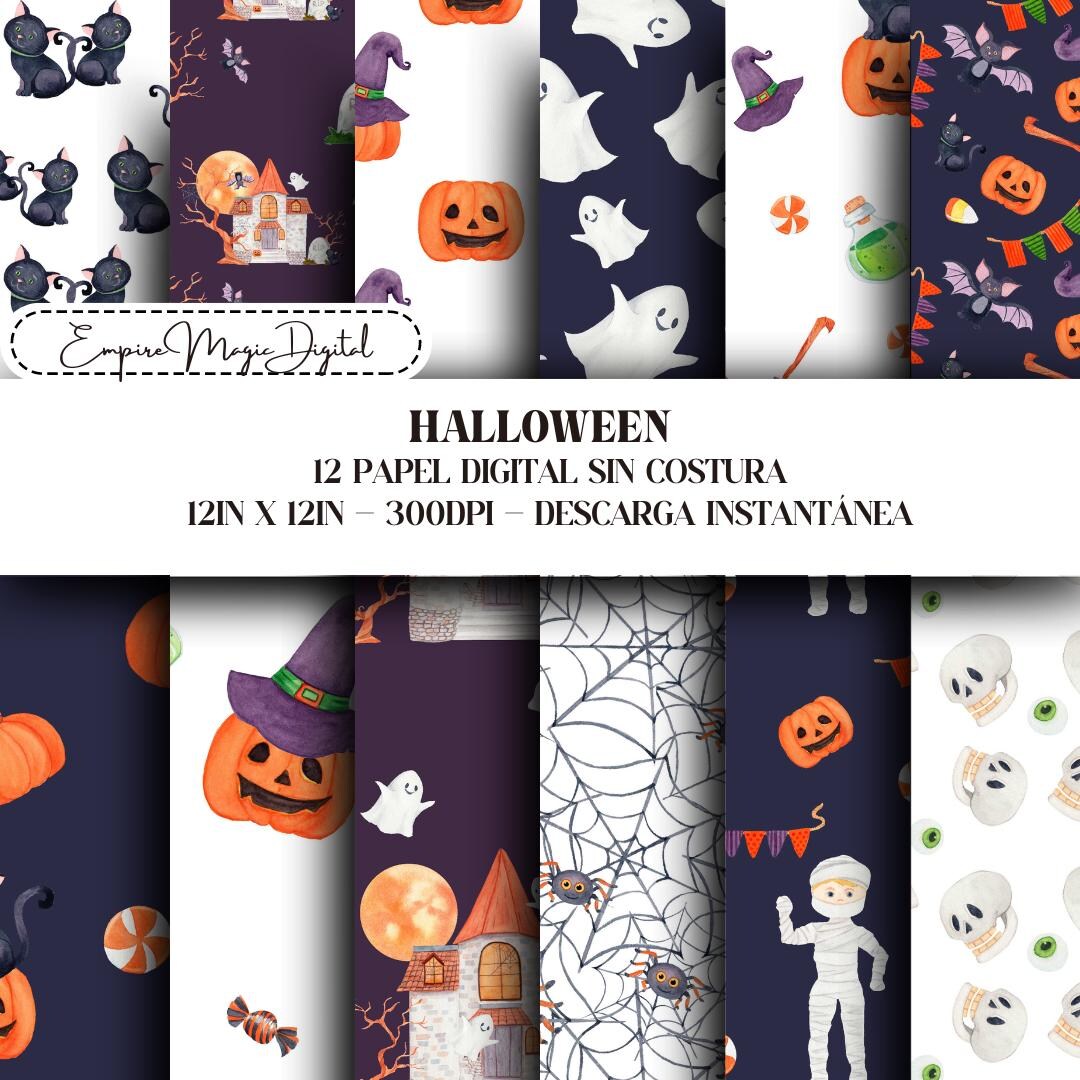 Halloween Digital Paper, Paper Patterns, Wallpaper, Seamless Pattern ...