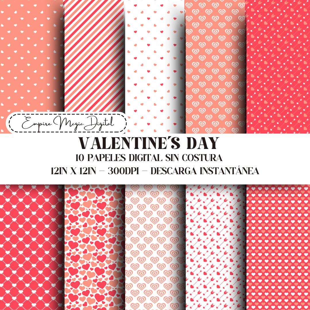 Digital Paper, Printable Paper, Commercial Use, Scrapbooking, Heart ...