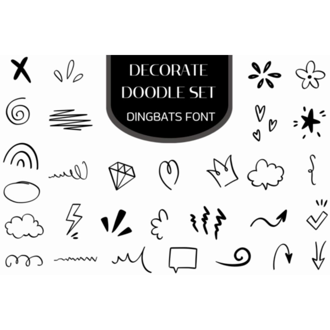 Doodle Dingbats Font, Doodle Font, Dingbat Font, Hand Drawn Font ...
