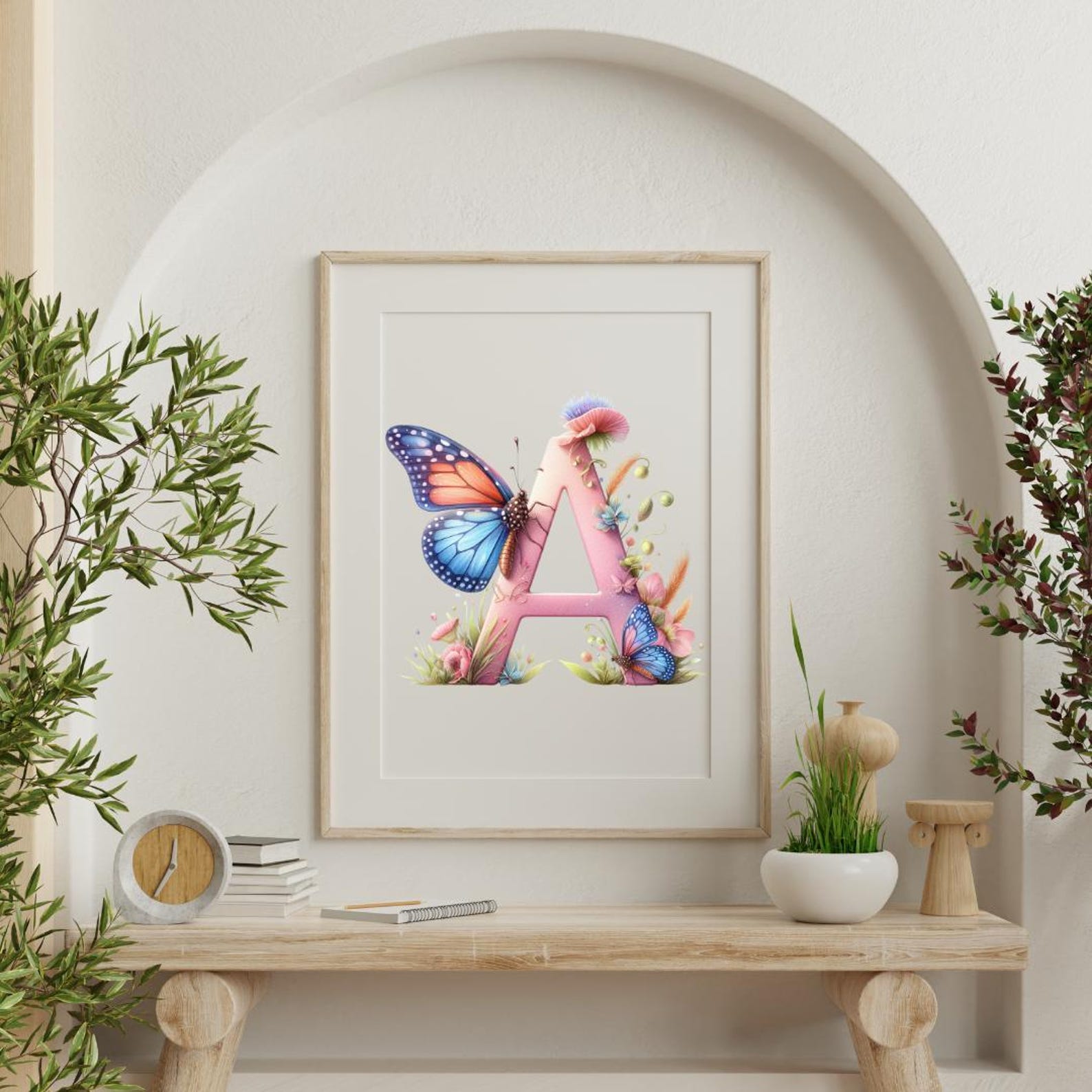 Butterfly Alphabet Clipart, Printable Illustrations, Floral Letters ...