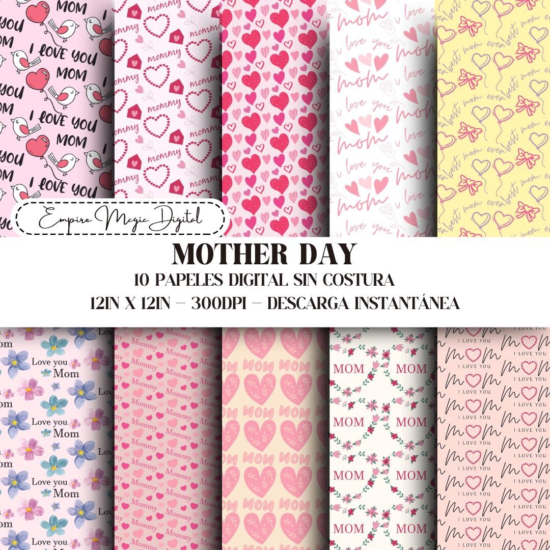 Happy Mother's Day, Printable Digital Paper, Mother's Day Scrapbook ...