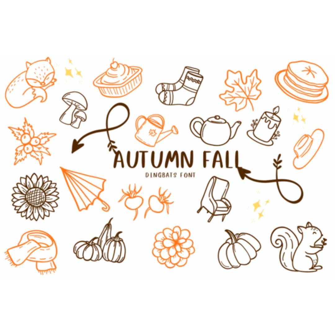 Autumn Fall Font, Dingbats Font, Affinity Font, Procreate Font, Modern ...