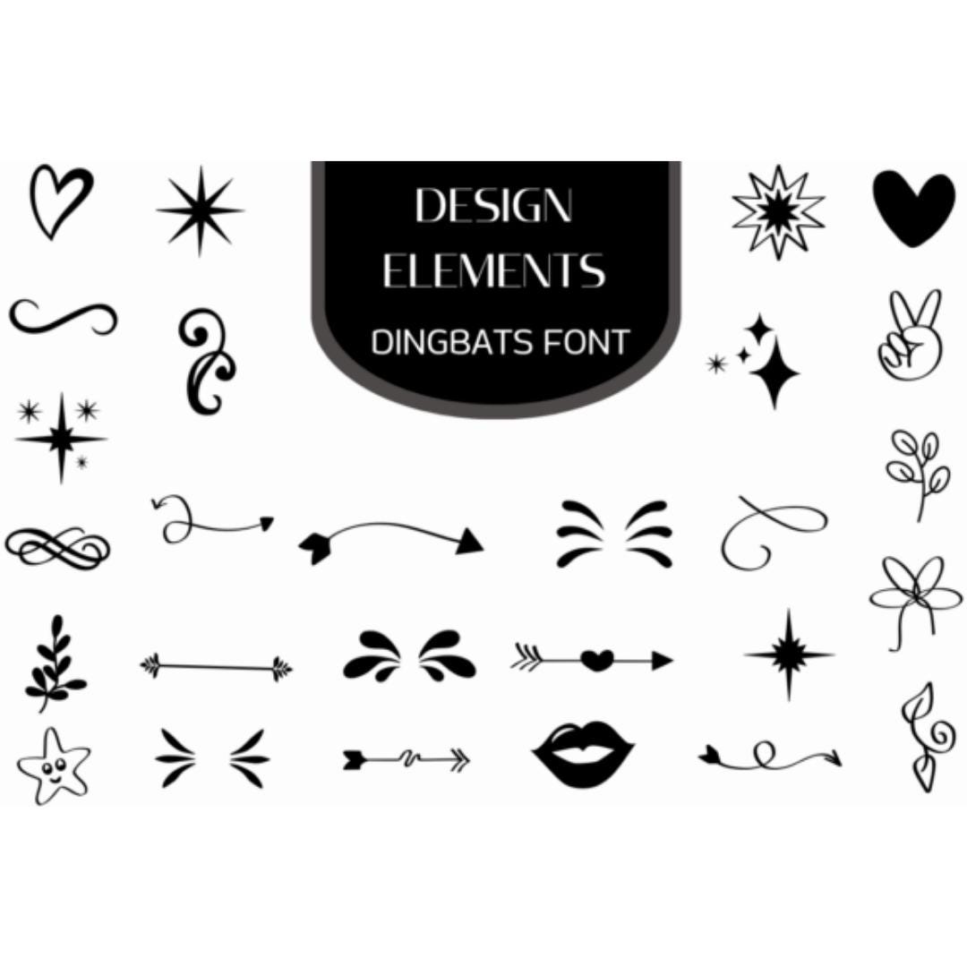 Design Elements Font, Dingbat Font, Decorative Dingbats, Graphic ...