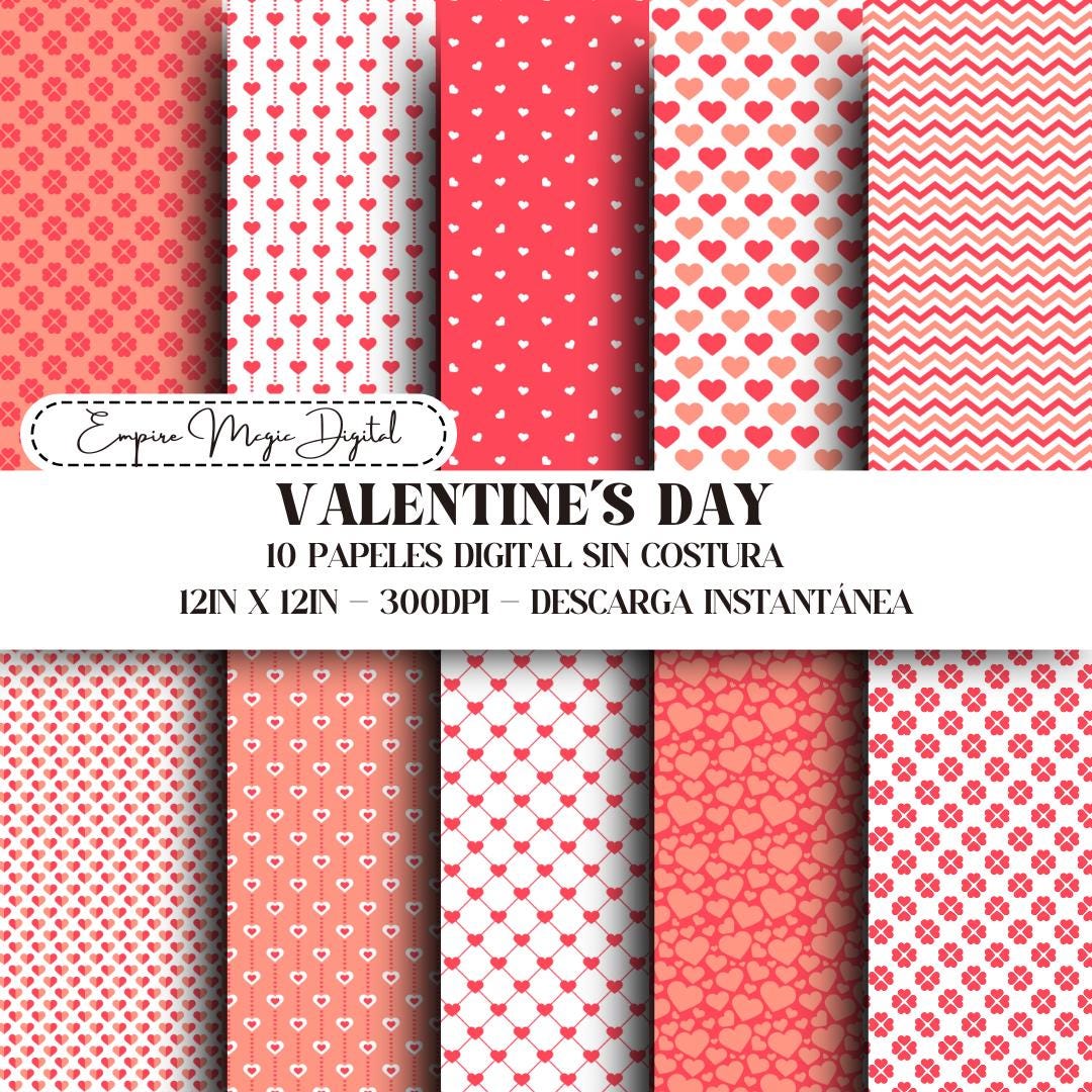 Digital Paper, Printable Paper, Commercial Use, Scrapbooking, Heart ...
