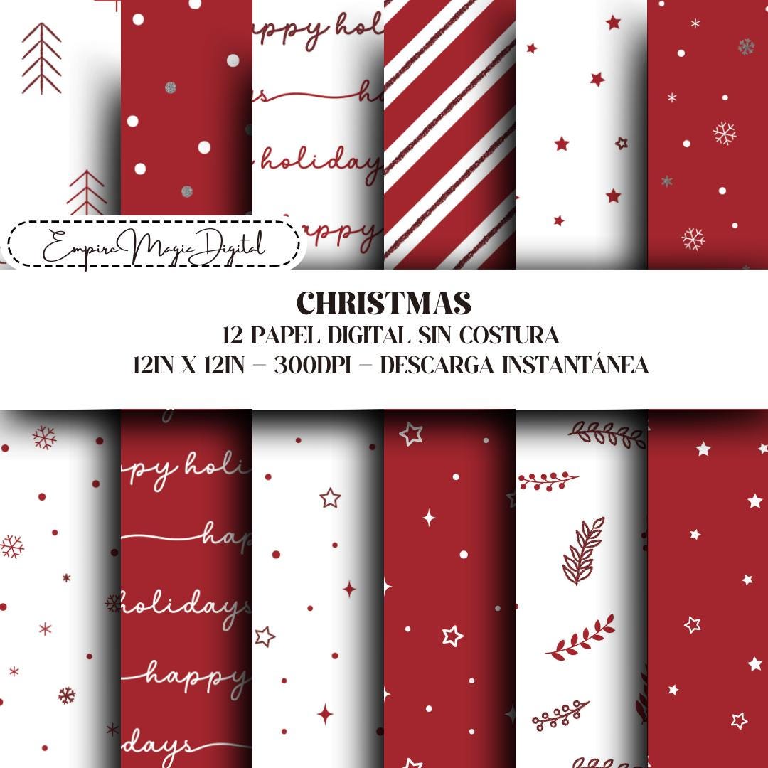 Digital Paper Pack, Christmas Digital Paper, Paper Patterns, Glitter ...