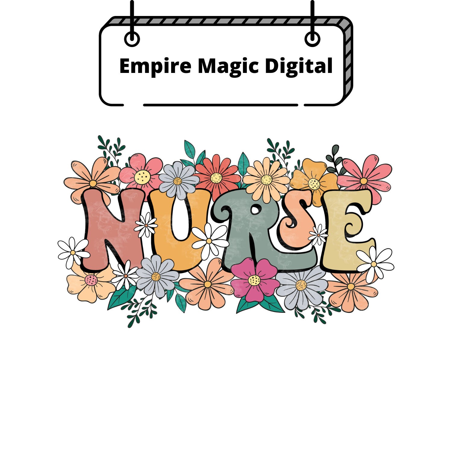 Nurse Flowers Retro Nursing Floral PNG Sublimation Flower - Etsy