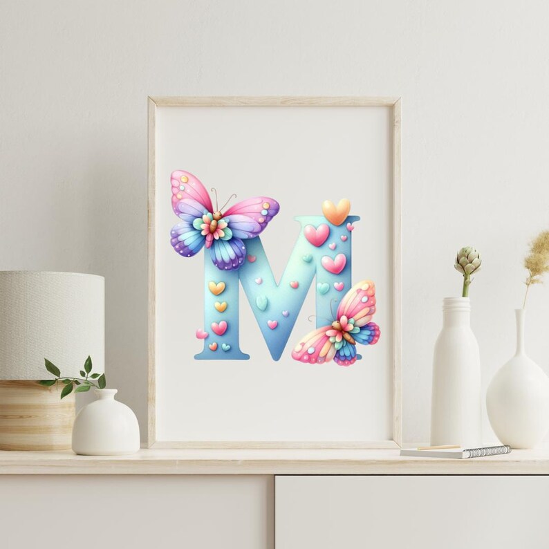 Butterfly Alphabet Clipart, Printable Illustrations, Floral Letters ...