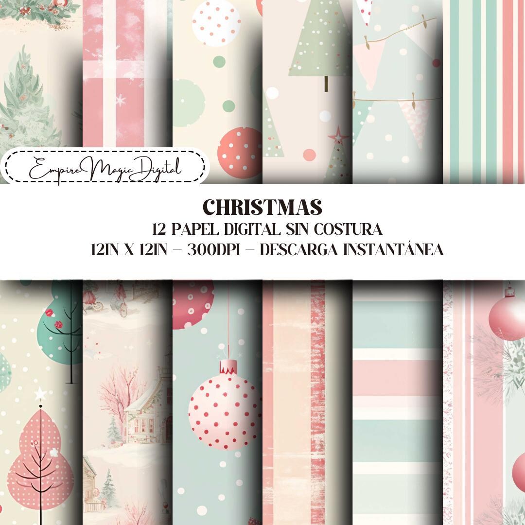 Papel de Natal vintage, padrões de papel, papel para impressão ...