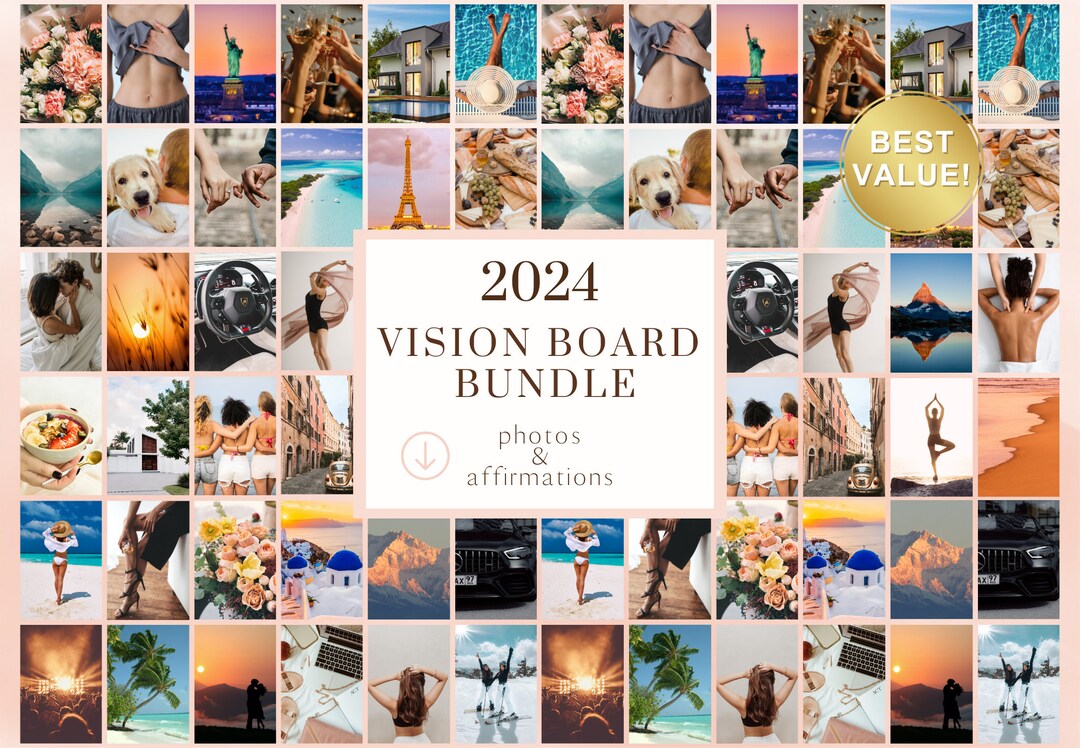 Printable 2024 Vision Board Bundle With 450 Photos 100 Affirmations ...
