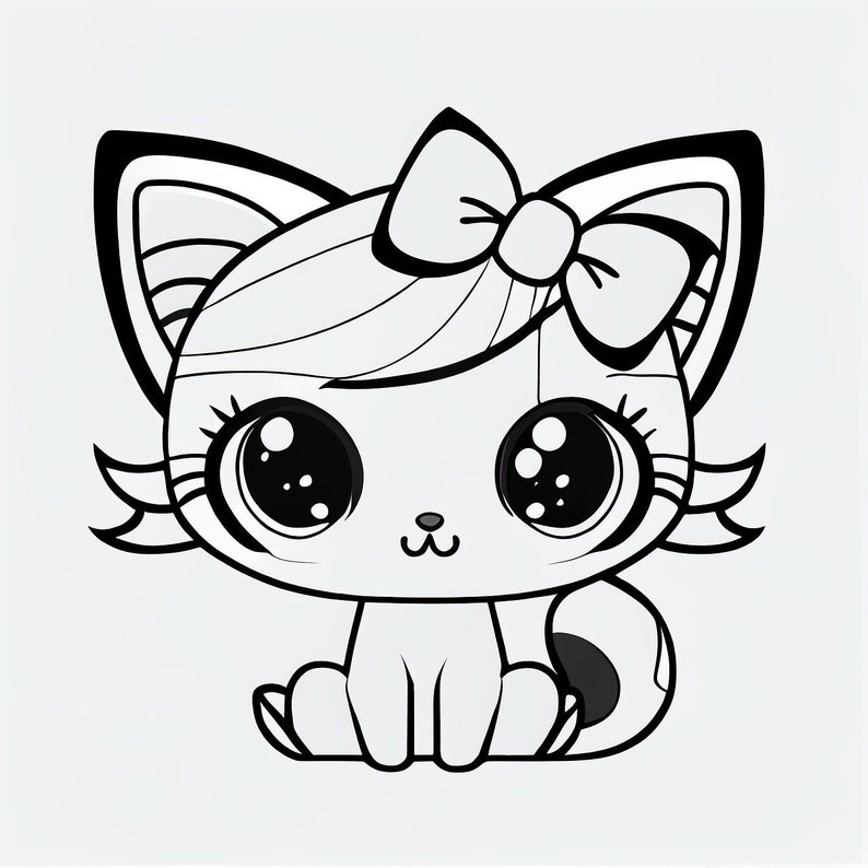 Kitten Coloring Page for Kids, Kitten Drawing Paper, Printable Page ...