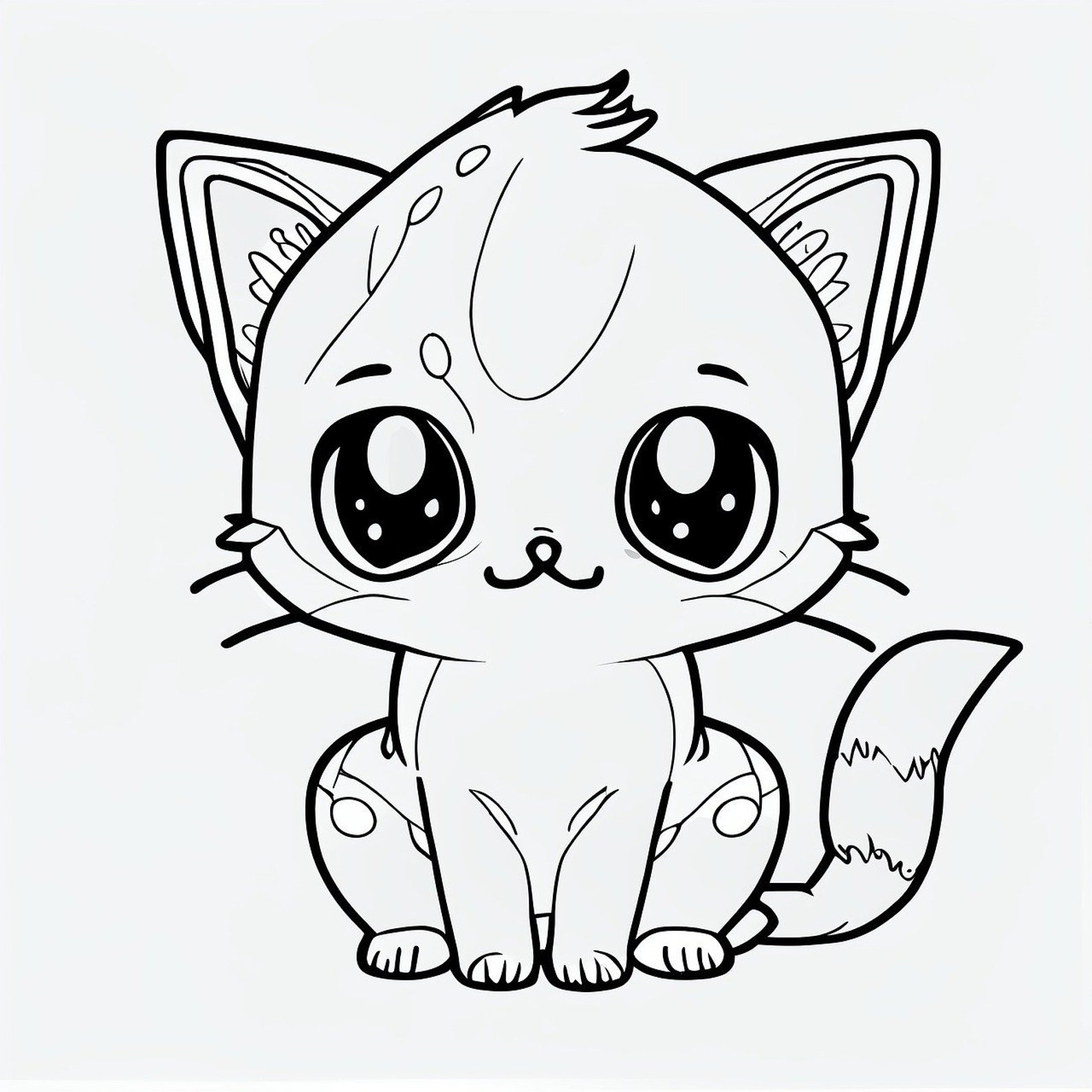 Kitty Coloring Page for Kids Kitty Drawing Paper Printable - Etsy