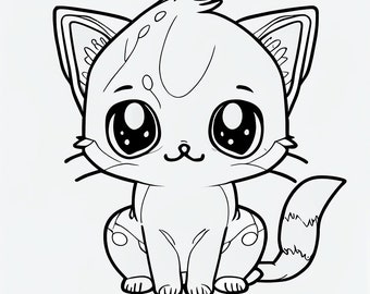 Kitty Coloring Page - Etsy