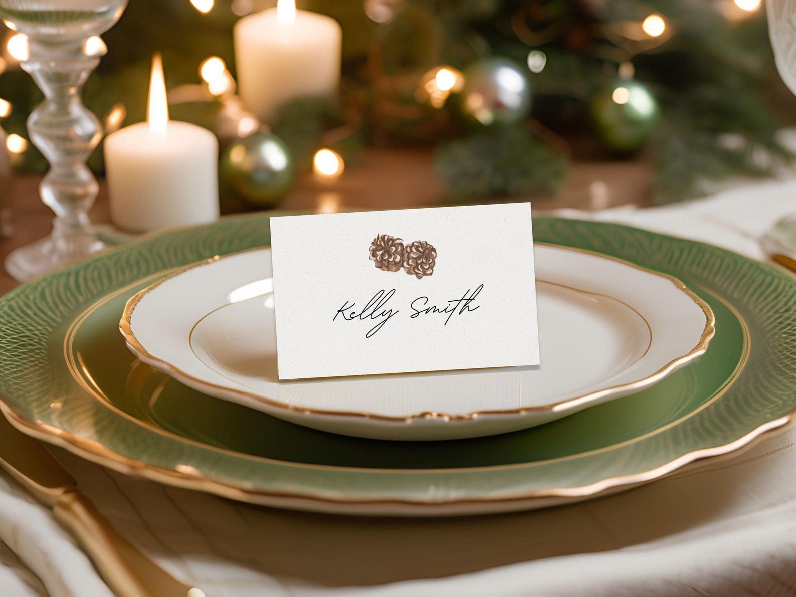 Christmas Place Card Template, Printable Christmas Place Card, Editable ...