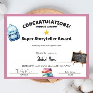 Classroom Awards Certificate, End of School Year Achievement, Students ...