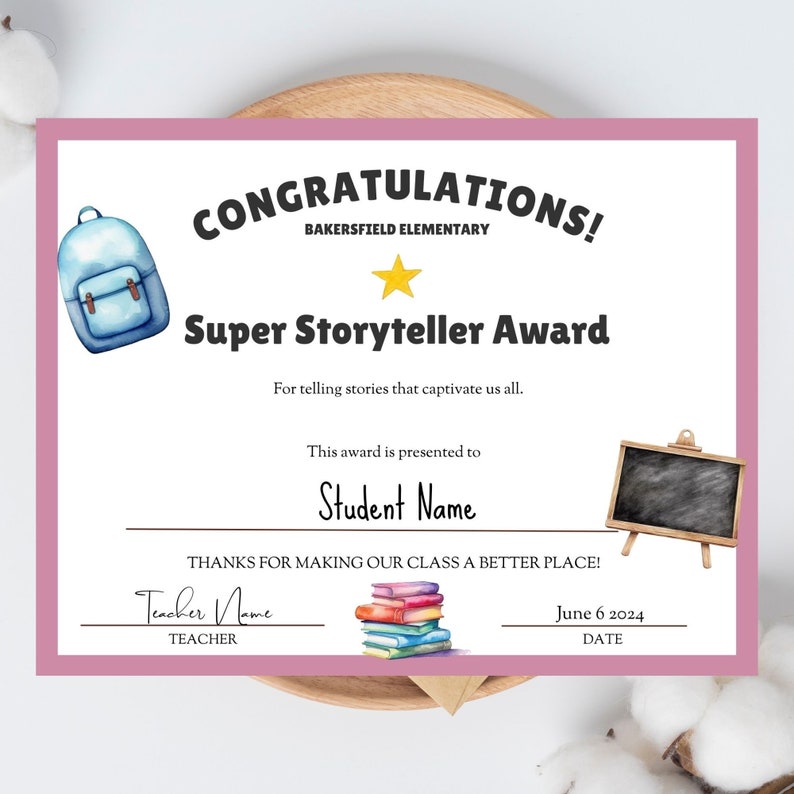 Classroom Awards Certificate, End of School Year Achievement, Students ...