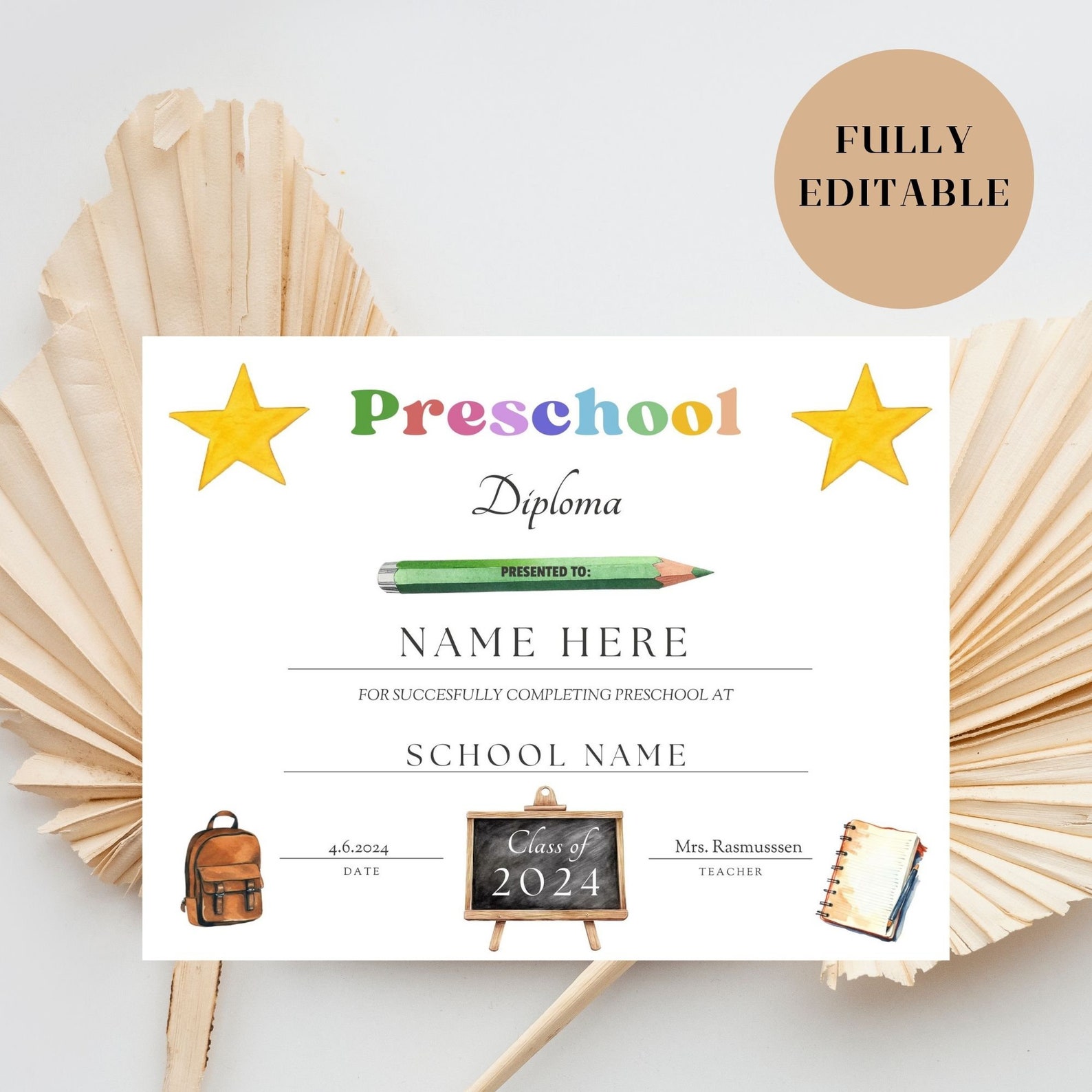 Certificate of Completion Preschool, Milestone Keepsake, Graduate ...