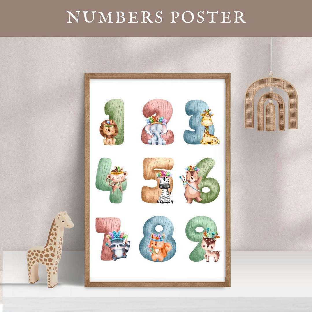 Animal Numbers Poster: Playful Nursery Wall Art (PDF) - Etsy